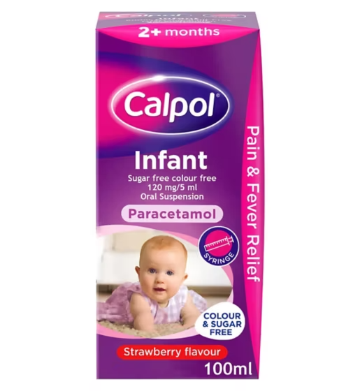 Calpol Infant Sugar Free Colour Free 120 mg/5 ml Oral Suspension Straw ...
